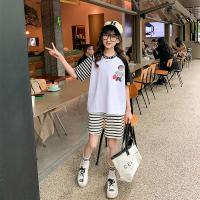 China Girls Round Collar Childrens Summer Clothes Western Fashion Summer Clothes Two Sets for sale
