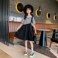 China Summer Round Collar T-Shirt Net Gauze Skirt Two Sets Girls Suit for sale