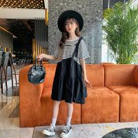 China Summer Round Collar T-Shirt Net Gauze Skirt Two Sets Girls Suit for sale