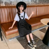China Girls Suit Summer Round Collar T-Shirt Net Gauze Skirt Fashionable Two Sets for sale