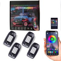 China 12V RGB Rock Lights 8-Piece Kit with IP69K Waterproof Rating and 20m Remote Control for Vehicle Underglow for sale