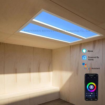 China 110VAC LED Artificial Skylight Panel 1200x600mm 8000lm 6500K CCT with Smart Dimming Control for sale