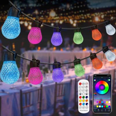 China 49FT RGBW Outdoor Waterproof String Light with Remote Control | 25 LED Bulbs, 20M Range for sale