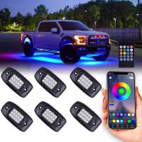 China IP68 Waterproof RGB Rock Lights - 8 Pods with 15 LEDs Each, Wireless Bluetooth & Remote Control for Automotive Lighting for sale