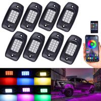 China 12V RGB LED Rock Lights with Music Mode - IP68 Waterproof 1920LM Multi-Color Automotive Lighting for sale