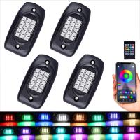 China Car RGB Rock Lights Bluetooth Control 120 Degree Angle IP68 Waterproof DC12V 5050RGB LED Kits for sale