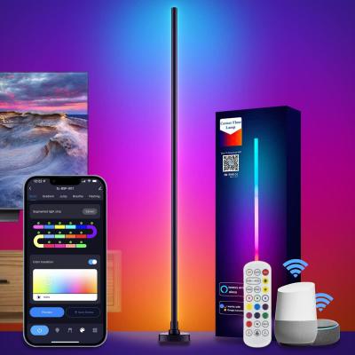 China 127cm RGB Corner Floor Lamp with Music Sync Mode, 2700-6500K Color Temperature, 12V LED Lighting for Living Room for sale
