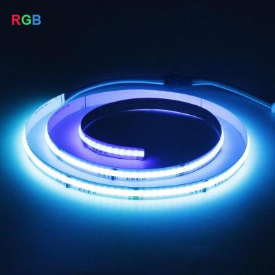 China 3000K 5000K RGB COB LED Strip 12V 24V 10mm Width with 2800 MCD Brightness and IP68 Rating for sale
