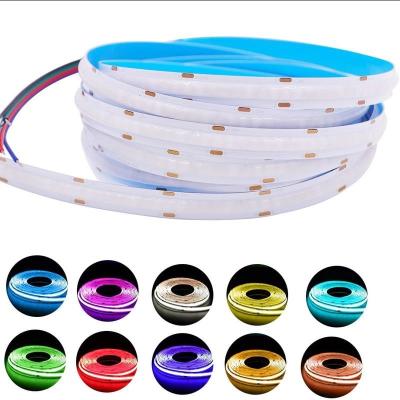 China Digital 630LED/M PCB RGB COB LED Strip 12V 15W 10mm Width with IP20/IP65/IP67 Ratings for sale