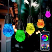 China DC12V RGB Outdoor String Lights 15M 25 Heads with APP Control Waterproof Music Sync for sale