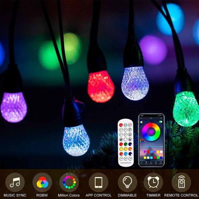 China 48ft RGB LED String Lights with Music Sync - 5V DC, 15 Bulbs, Remote & App Control for Outdoor Parties for sale