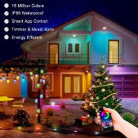 China 48ft RGB Outdoor LED String Light DC12V 15 Bulbs Bluetooth App Control IP65 Waterproof for sale