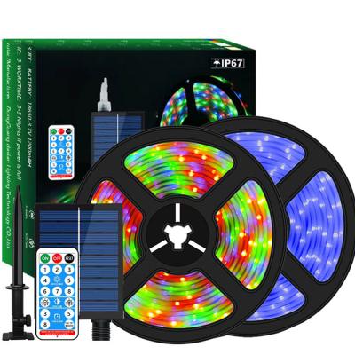 China Solar Powered RGB CCT LED Strip Light 16.4ft/32.8ft IP67 Waterproof with 1200mAh Battery for sale