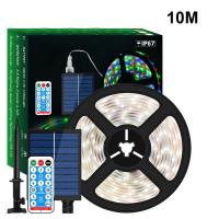 China 5M 10M LED Solar Strip Light 2835 with 280 LEDs IP65 Waterproof Outdoor Warm White Remote Control for sale