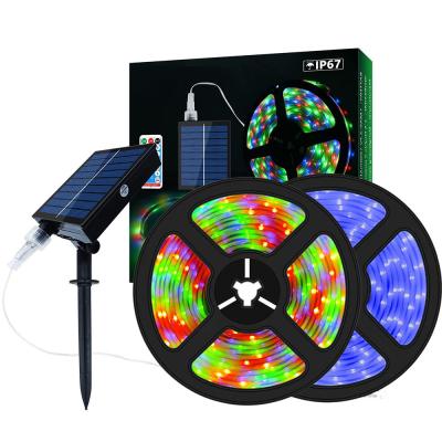China 5M Solar RGB LED Strip Light with 280 LEDs, IP67 Waterproof, 1200mA Battery for Outdoor Garden Lighting for sale