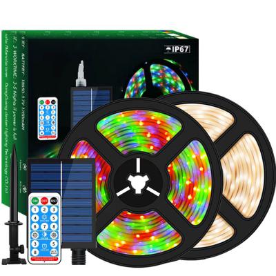 China Solar LED Strip Lights 5M/10M RGB Color Changing IP67 Waterproof with 1200mAh Battery for sale
