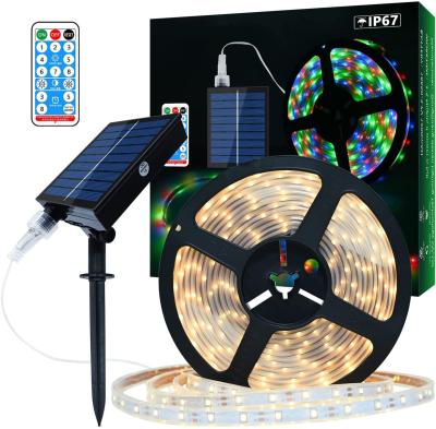 China 2835 Solar LED Strip Light 5m 280 LEDs with Remote Control, IP65 Waterproof Outdoor Lighting for sale
