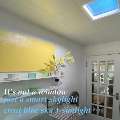 China UV Free LED Faux Skylight Panel 600x600mm with 2000 Lumen Output and 24-Hour Circadian Rhythm Lighting for sale