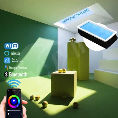 China CCT 2000K-8000K LED Ceiling Panel Light with Tuya Control CRI 95 - 4000 Lumen Artificial Skylight 47.48x12.05 Inch for sale