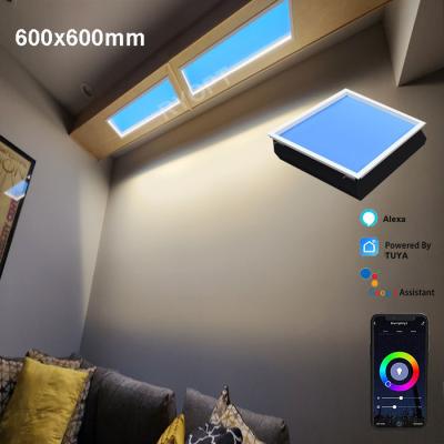 China 600x600mm Artificial Blue Sky LED Skylight Panel with DALI 1V-10V Dimming and 3000-4000 Lumen Output for sale