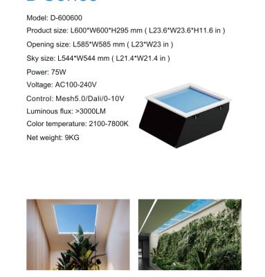 China Artificial LED Skylight 600x600mm 95 CRI Smart App Remote Control Eye Comfort for sale