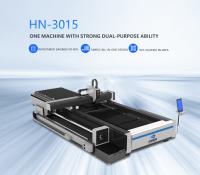 China 1530 3015 Fiber Laser Cutting Machine With Rotary Device For Metal Tube And Plate for sale