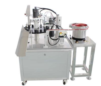 China Desktop turntable spout bag filling and capping machine for sale