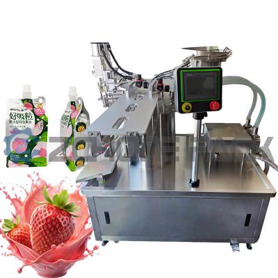 China Double Head Nozzle Bag Filling and Capping Machine with One Person Hanging Bag for sale