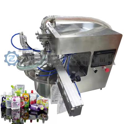 China Desktop Rotary Table Automatic Electric Filling Capping Integrated Machine Easy Operate Liquid Food Paper Spout Pouch Machine for sale
