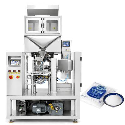 China Rotary Premade Pouch Packing Machine with 4-Head Weigher for Sugar Salt Coffee Granules Snacks Auto Weighing Sealing for sale