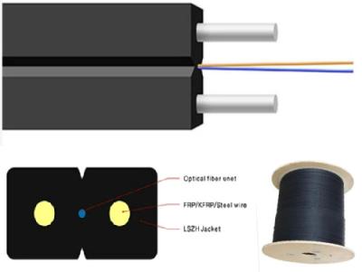 China GJXH-2 G657A2 Indoor FTTH Drop Cable Single Mode Fiber 1km Flame Retardant Sheath for sale
