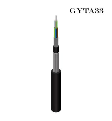China 24 48 72 96 256Cores Double Armored Stranded Outdoor Fiber Optic Cable Steel wire for sale