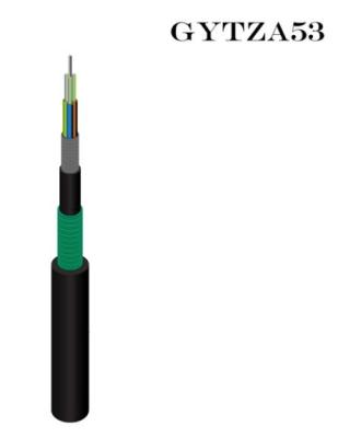 China 48 72 96 Cores Armor Stranded Outdoor Fiber Optic Cable GYTZA53 Double jacket for sale