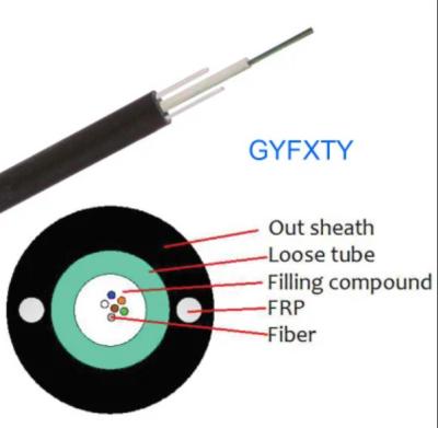 China 4f 6f 8f 12f with 2FRP strength member Outdoor Fiber Optic Cable GYFXTY for sale