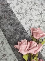China 125cm Embroidered Lace Netting Fabric Full Nylon Mesh OEKO TEX Standard 100 for sale