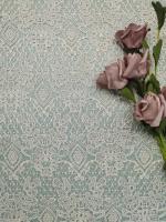 China Pink Embroidered Chemical Lace Fabric Lightweight Full Polyester 125cm Wide for sale