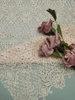 China Pink Embroidered Chemical Lace Fabric Lightweight Full Polyester 125cm Wide for sale