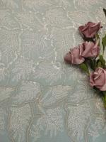 China Leafy Embroidered Pink Sequin Lace Fabric Tulle Material Poly Embroidery Yarn for sale