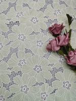 China Leafy Floral Embroidered Cotton Eyelet Fabric Ivory By The Yard for sale