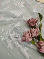 China Leafy Embroidered Star Lace Fabric Mesh Piece Dye For Wedding Dress for sale