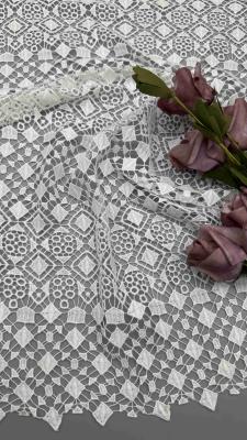 China 100% Poly Off White Geo Chemical Embroidered Lace Fabric For Women Clothing for sale