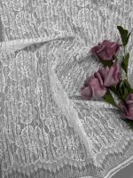 China 55 Inch White Floral Lace Fabric In Nylon Cotton Rayon Composition With Scallop Eyelash for sale