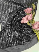 China 49'' Black Tulle Sequin Embroidery Mesh Fabric For Evening Dress for sale
