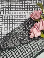 China 124cm Black Color GEO Sequin Embroidered Fabric For Evening Dress for sale