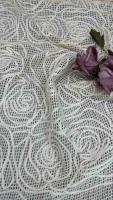 China 100% Cotton Ivory Embroidered Lace Fabric 124CM Width for sale