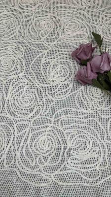 China 100% Cotton Ivory Embroidered Lace Fabric 124CM Width for sale