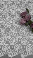 China 100% Poly Off White Cashew High Quality Chemical Embroidered Lace Fabric For Women Clothing for sale