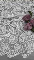 China 100% Poly Off White Cashew High Quality Chemical Embroidered Lace Fabric For Women Clothing for sale