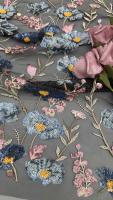 China 49 Inches Width Floral Sequin Embroidered Fabric Medium Durability for sale