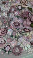 China Semi Sheer Flower Sequin Embroidered Fabric For Women Fashion Dress for sale